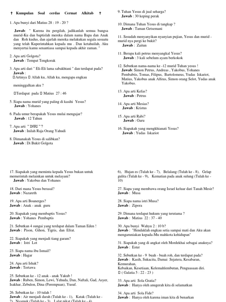 Kumpulan Soal Cerdas Cermat Alkitab | PDF
