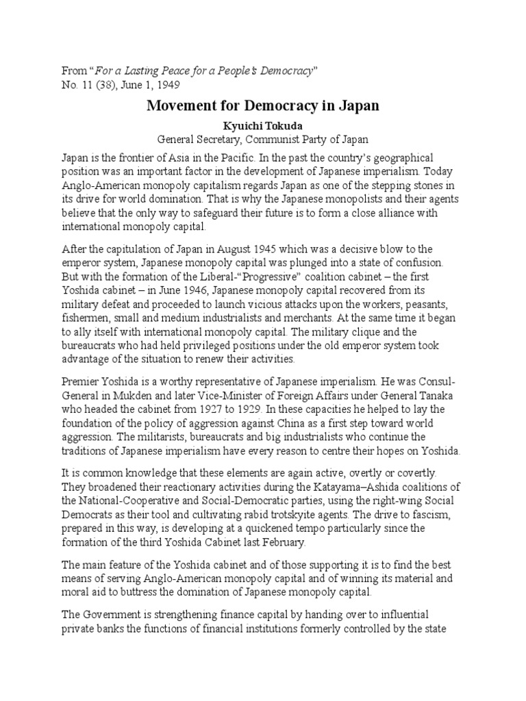Movement For Democracy in Japan | PDF | Japan | Empire Of Japan