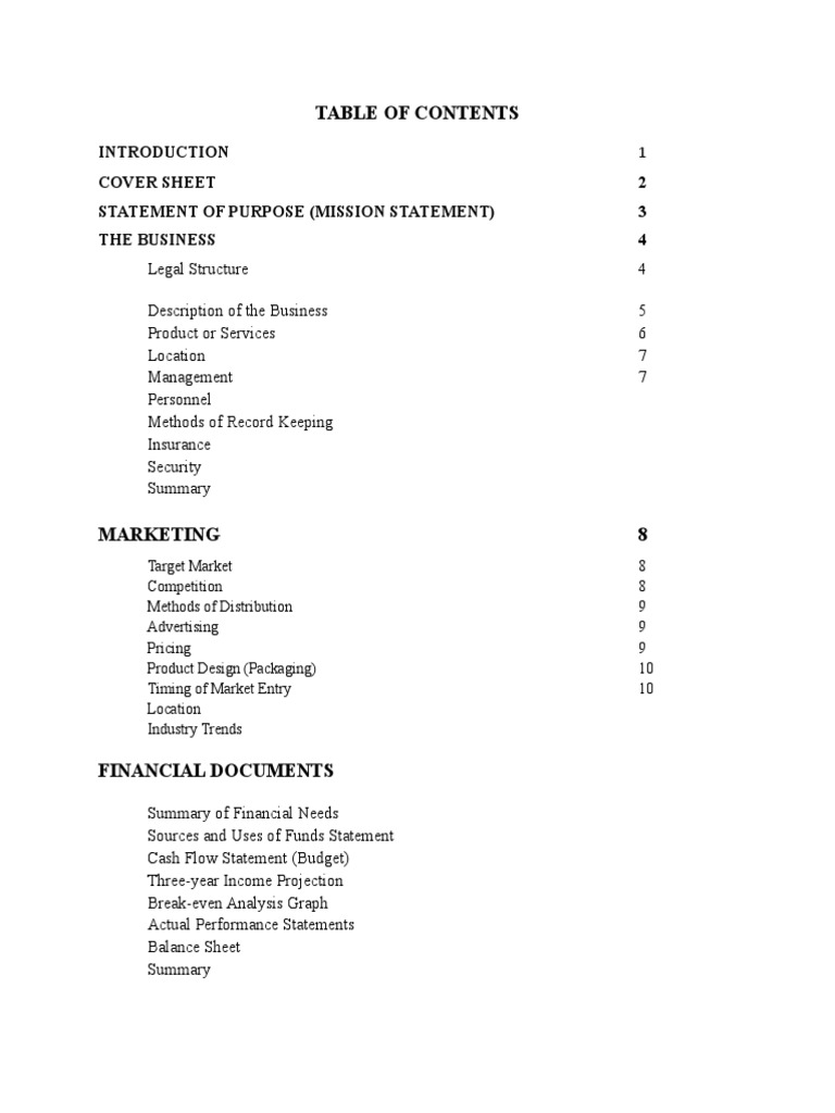 Cover Sheet 2 Statement of Purpose (Mission Statement) 3 The Business 4 | PDF | Economies | Foods
