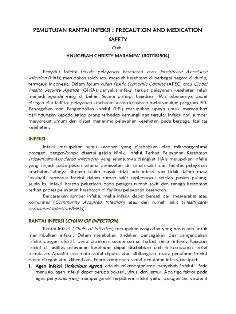 Pemutusan Rantai Infeksi | PDF