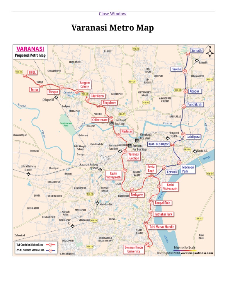 Varanasi Metro Map: Close Window | PDF