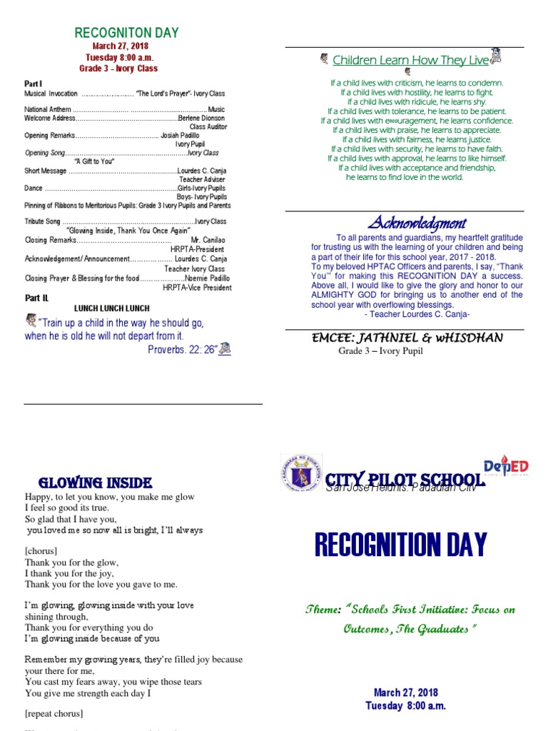 Acknowledgment: Recogniton Day | PDF