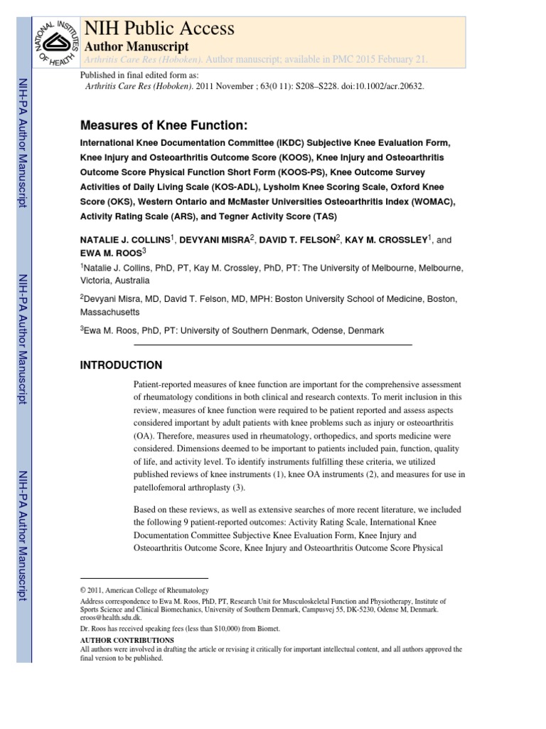 Oks Validation | Download Free PDF | Validity (Statistics) | Osteoarthritis