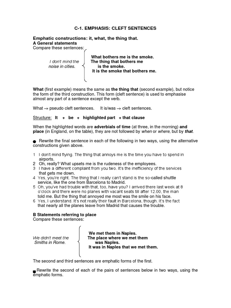 C1 Cleft Sentences | PDF