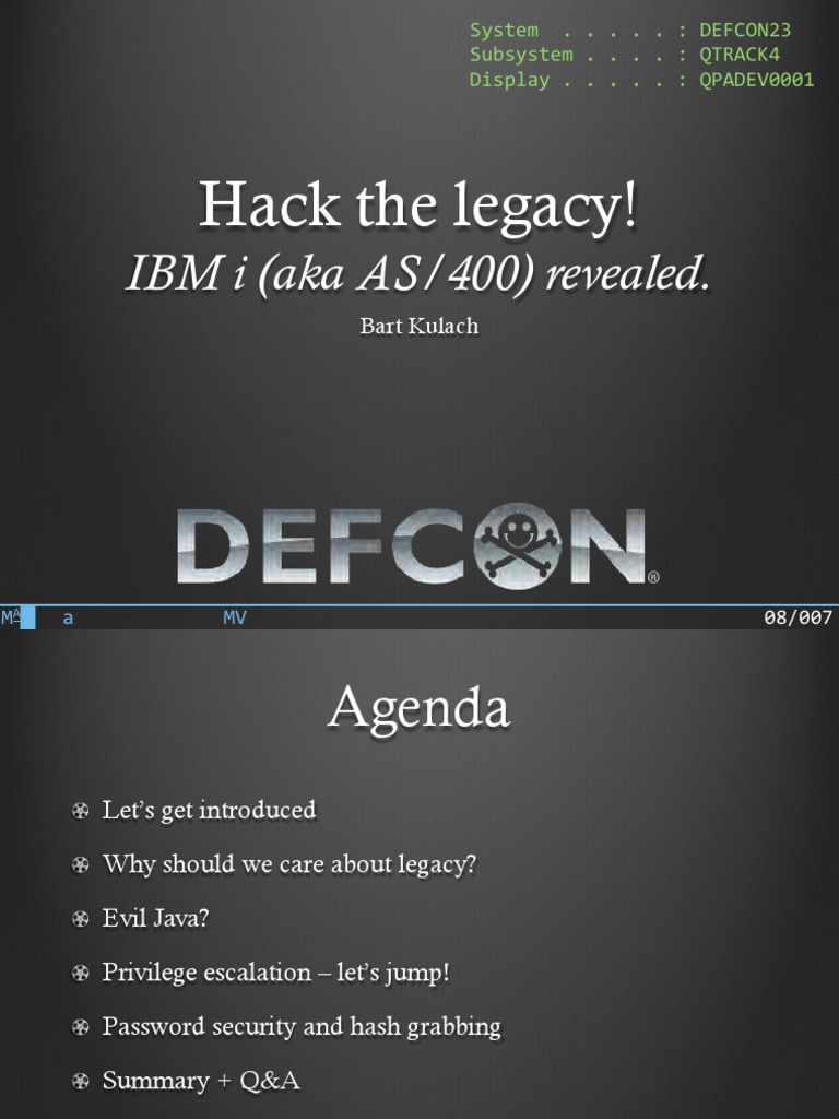 DEFCON 23 Bart Kulach Hack The Legacy IBMi Revealed PDF | PDF ...