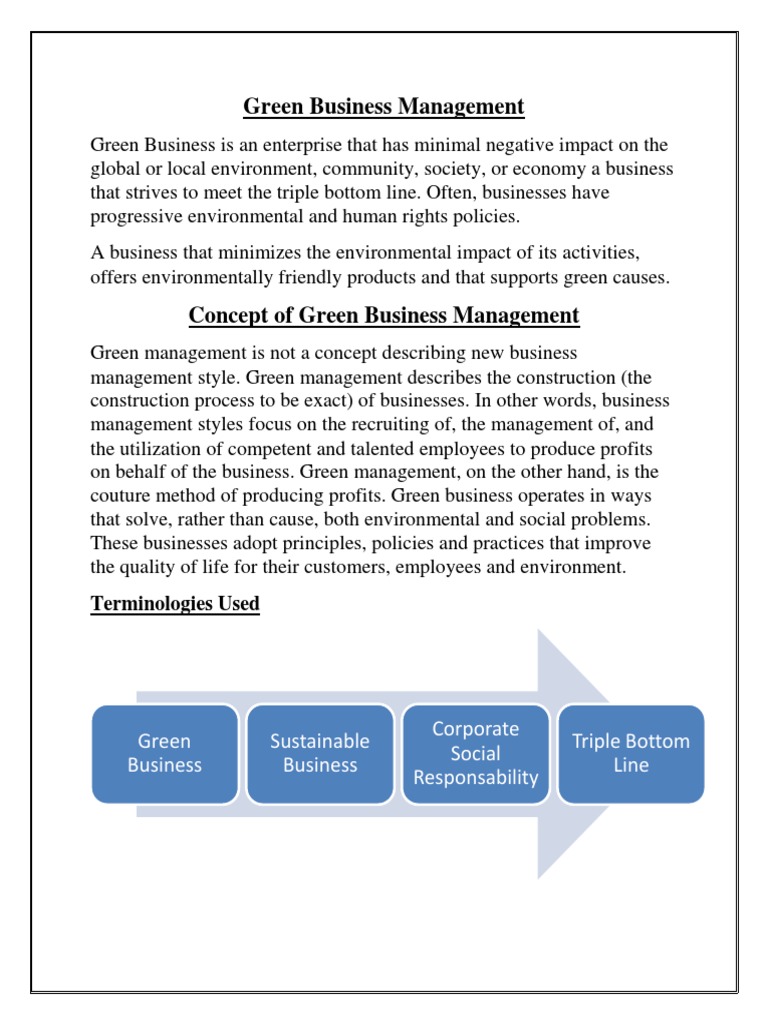 Understanding Green Business Management | PDF | Sustainable Business ...