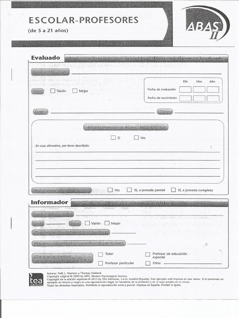 ABAS II (5-21 Años) | PDF