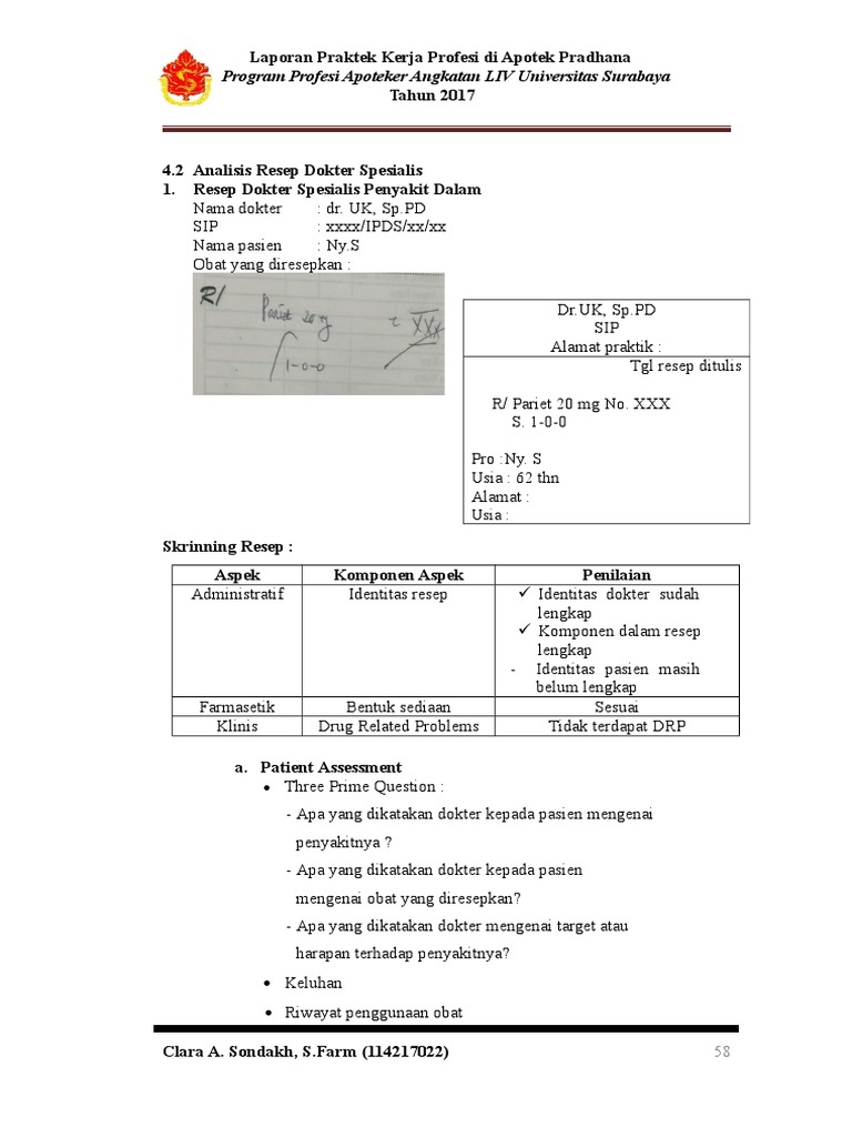 Analisis Resep Obat di Apotek | PDF