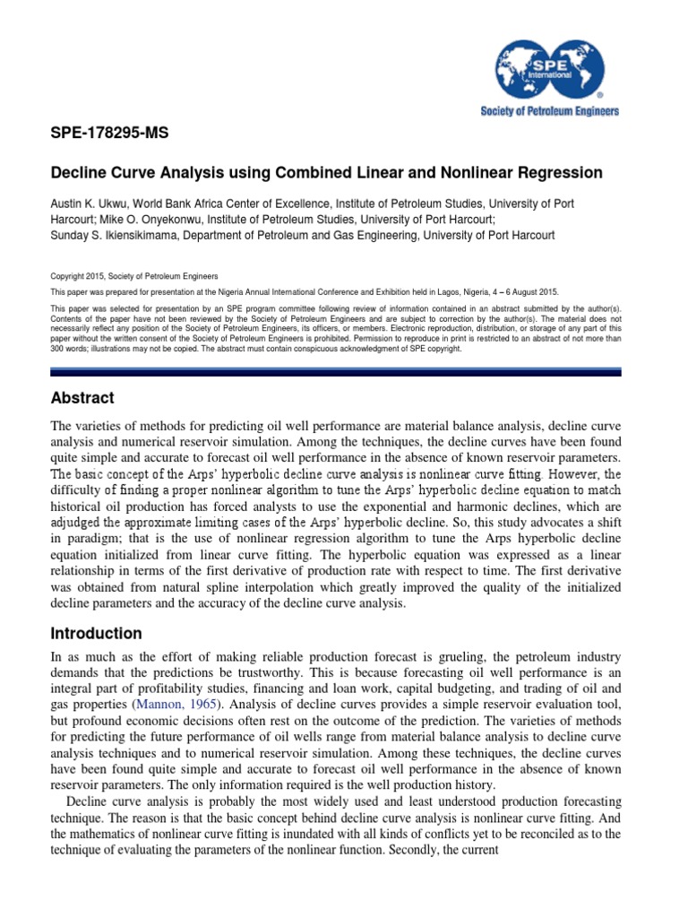 SPE-178295-MS Decline Curve Analysis Using Combined Linear and ...