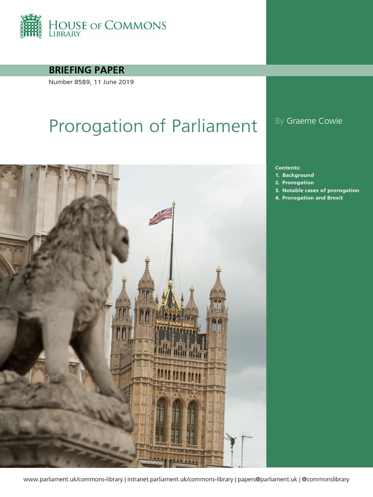 Prorogation of Parliament: Briefing Paper | PDF | Parliament Of The ...