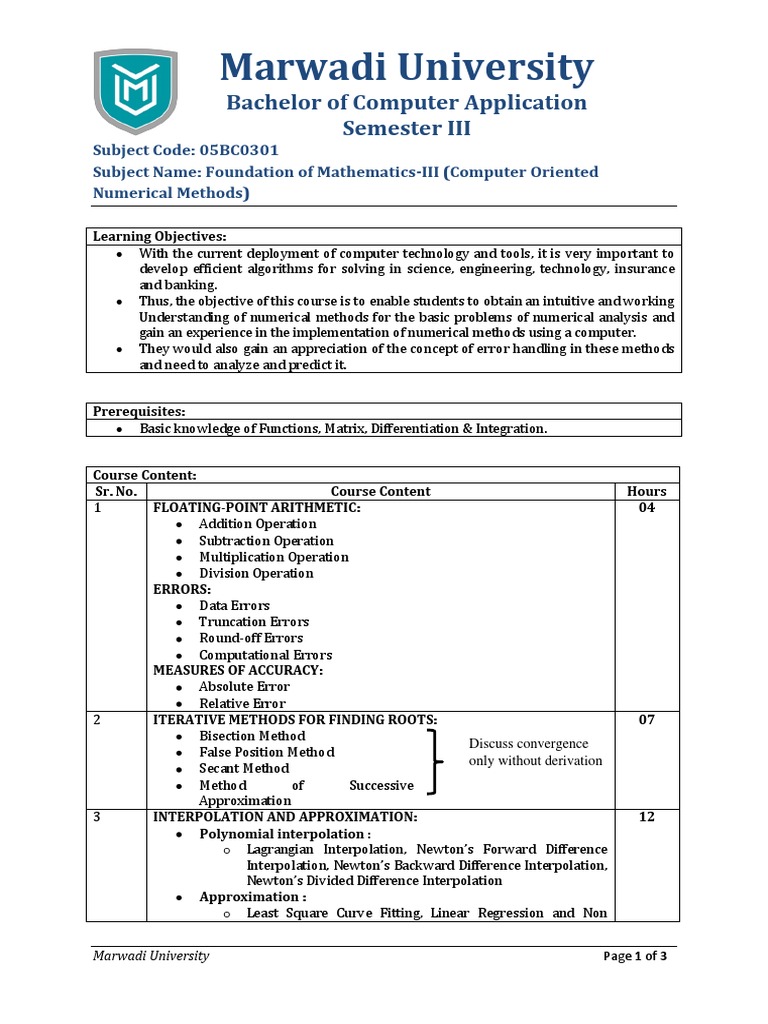 05bc0301 Computer Oriented Numerical Methods PDF | PDF | Interpolation | Numerical Analysis