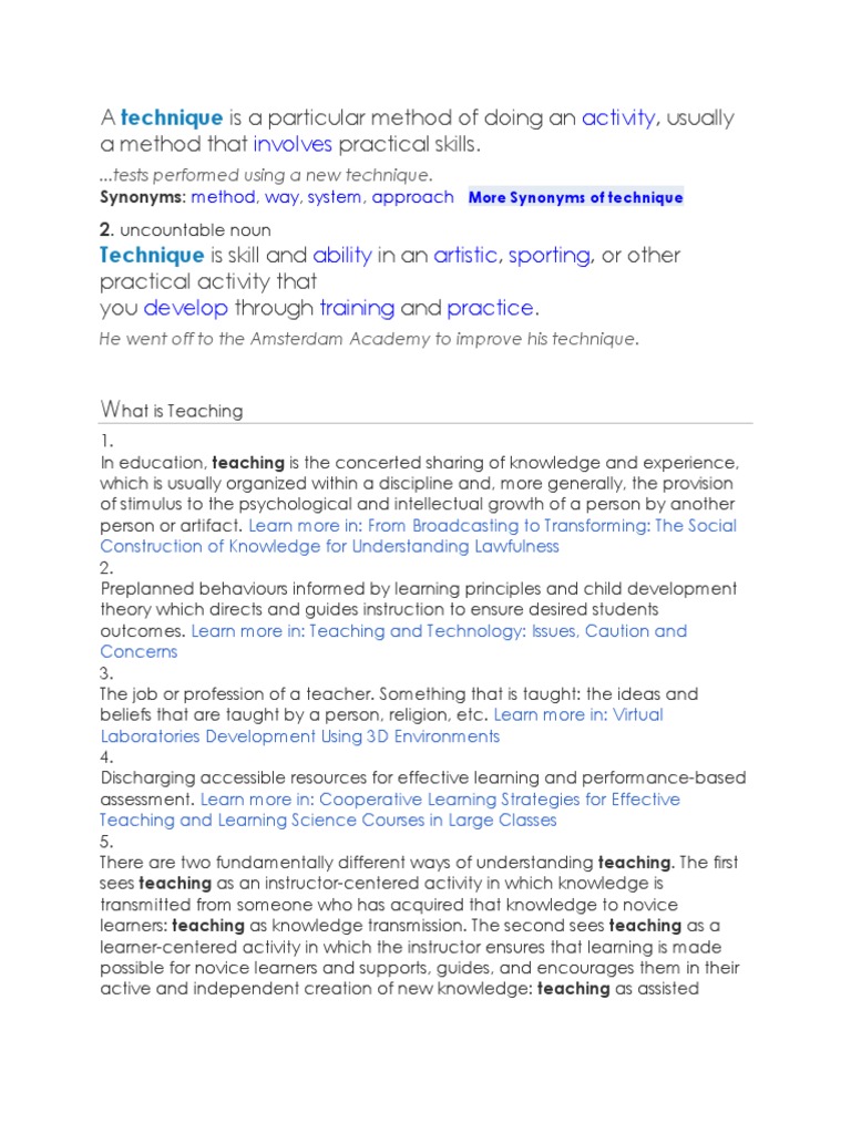 Activity Involves: A Is A Particular Method of Doing An, Usually A ...