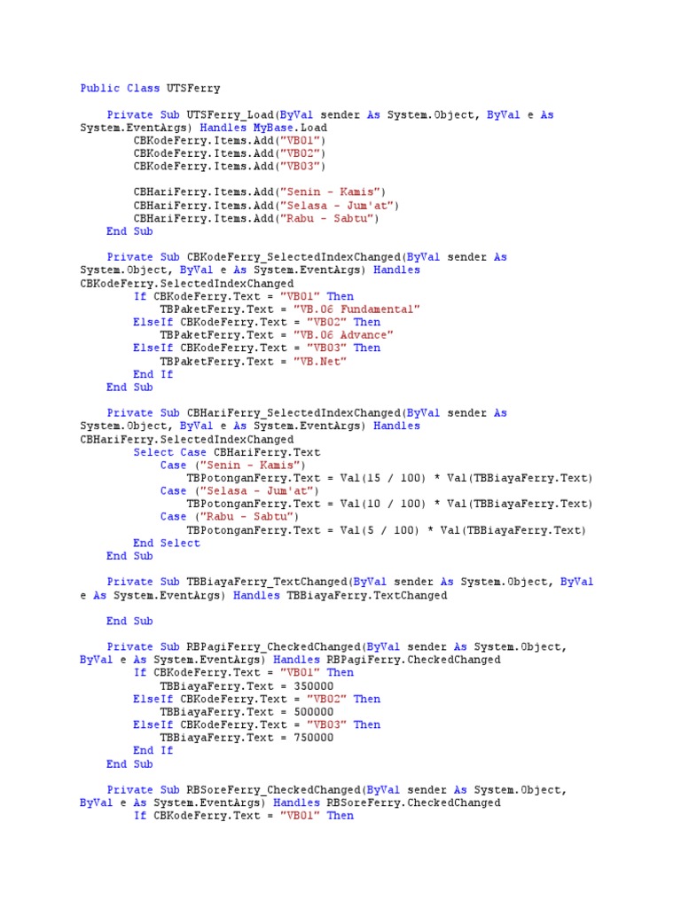 Soal UTS VISUAL BASIC | PDF | Visual Basic .Net | Computer Related ...