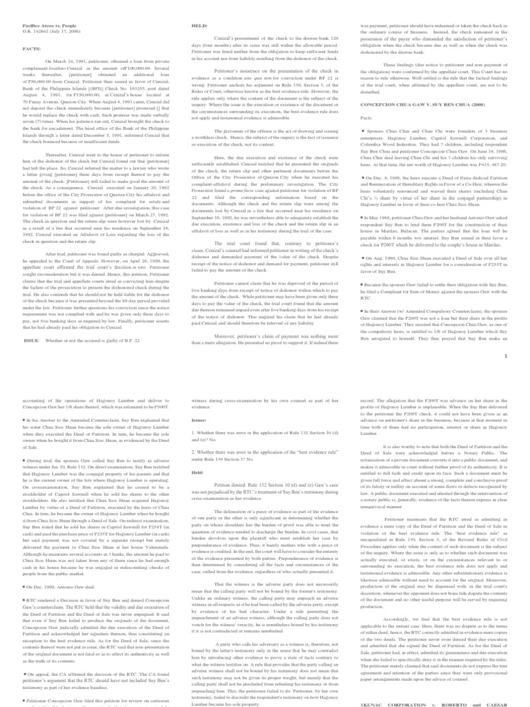 Evid Digest 2 | PDF | Affidavit | Evidence