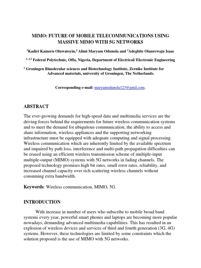 MIMO and 5G: Future of Wireless Tech | PDF | Mimo | 4 G