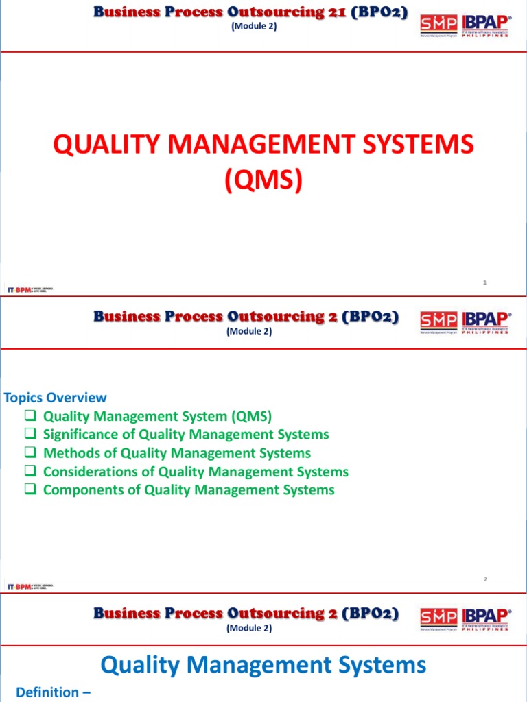 BPO2 Module 2 QMS Essentials | PDF | Quality Management | Quality ...