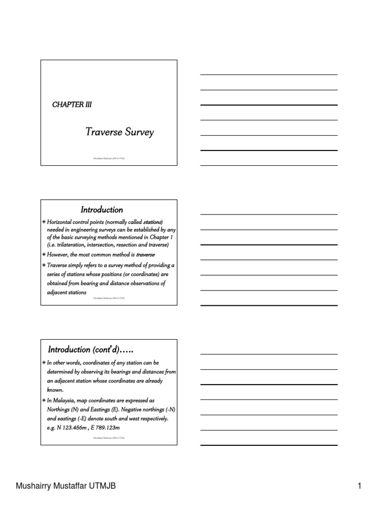 Traverse Survey: Mushairry Mustaffar UTMJB 1 | PDF | Surveying ...
