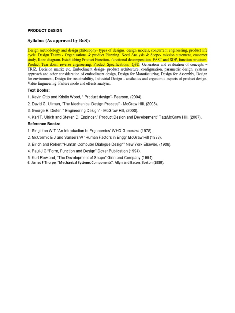 Product Design Syllabus | PDF | Art | Computers