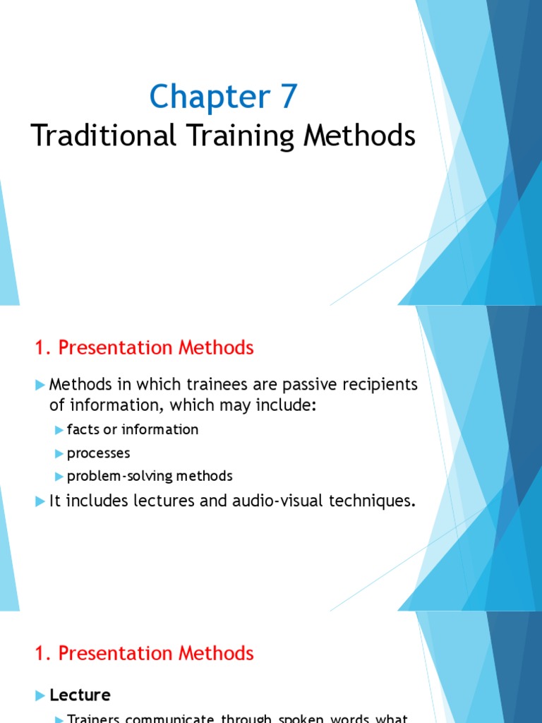 Traditional Training Methods Overview | PDF | Lecture | Learning
