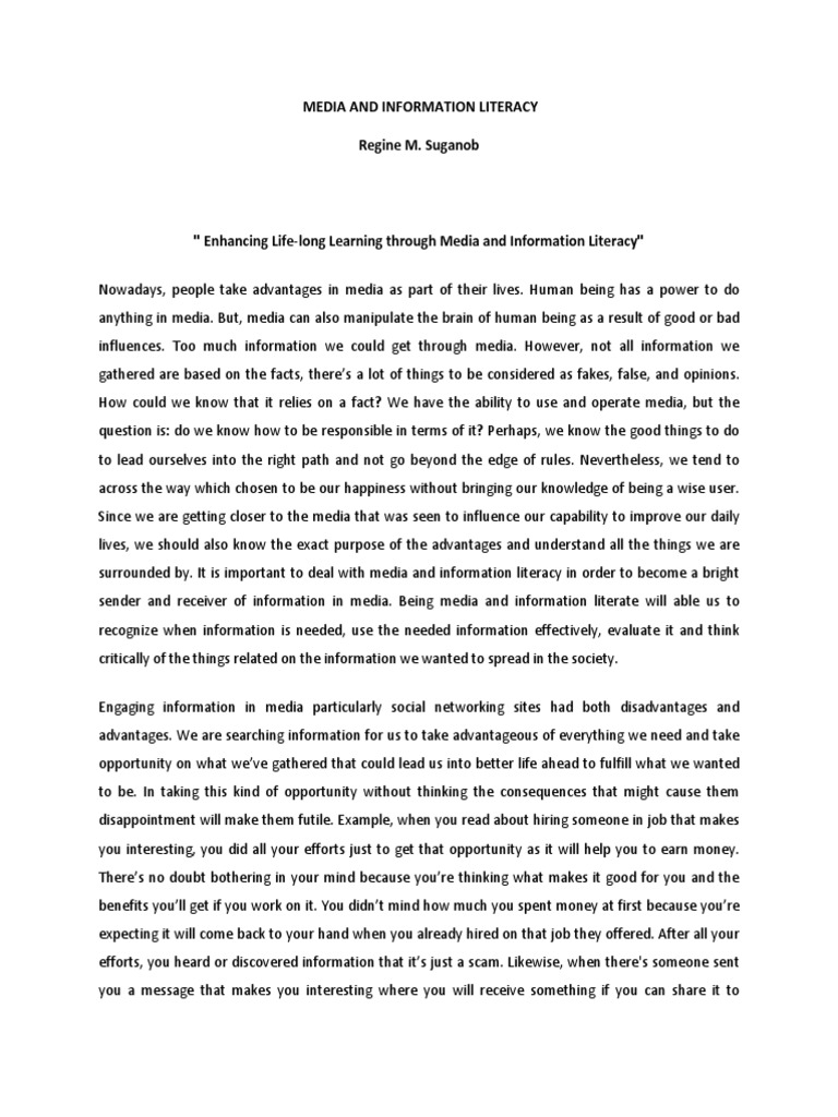 The Value of Media Literacy in Life | PDF | Information Literacy | Mass ...