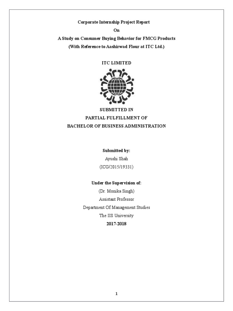 Internship Report On Itc | PDF | Sampling (Statistics) | Consumer Behaviour