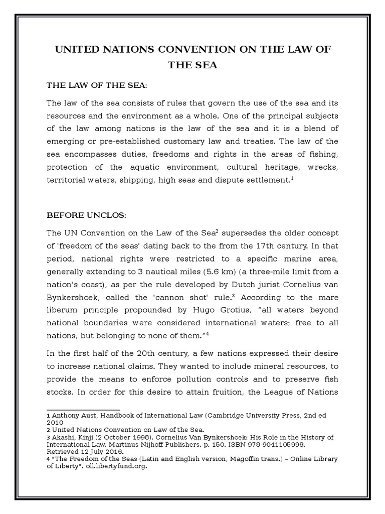 United Nations Convention On The Law of The Sea | PDF | Territorial ...