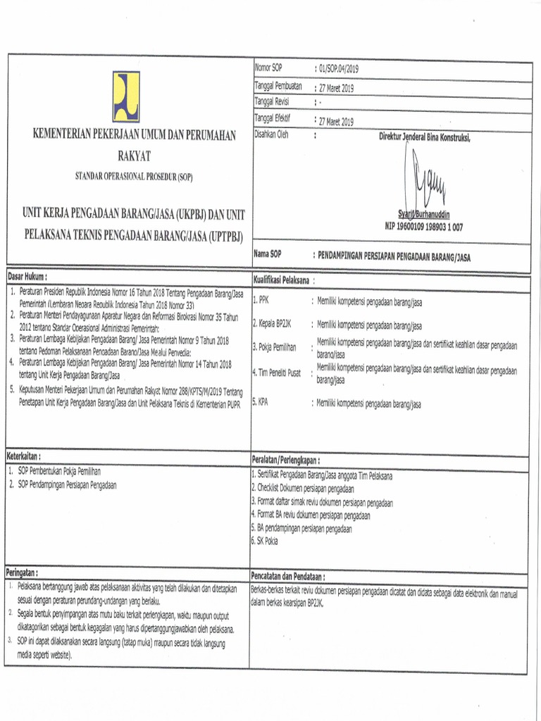 Sop Reviu Dokumen Persiapan Pengadaan | PDF