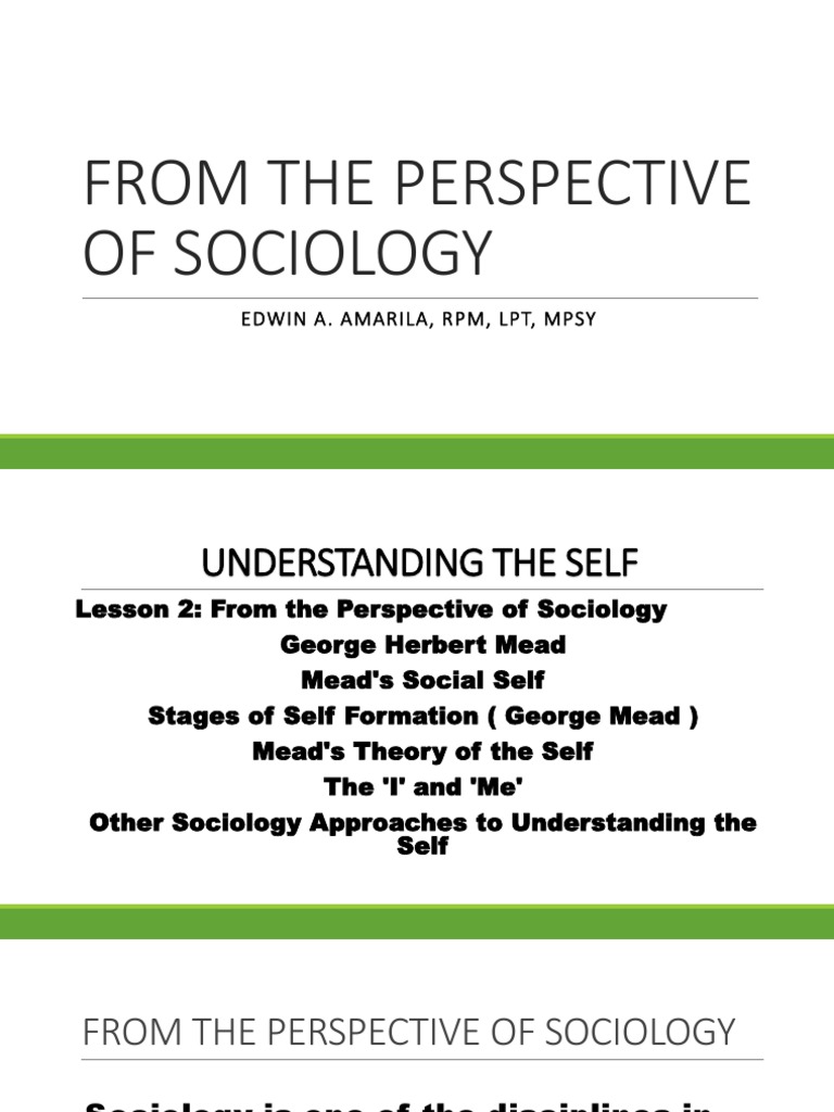 Uts Lesson 2 From The Perspective of Sociology | PDF | Self | Sociology