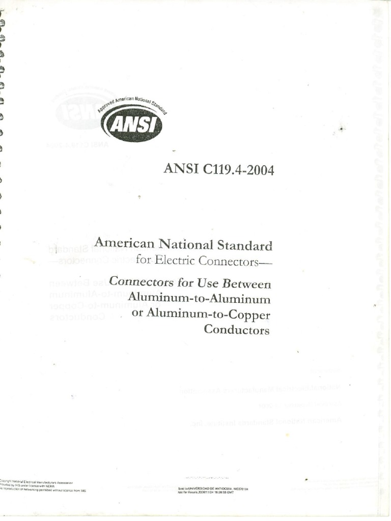 Ansi C119 .4 - 2004 Conectores Transverales para Conexion en Caliente | PDF