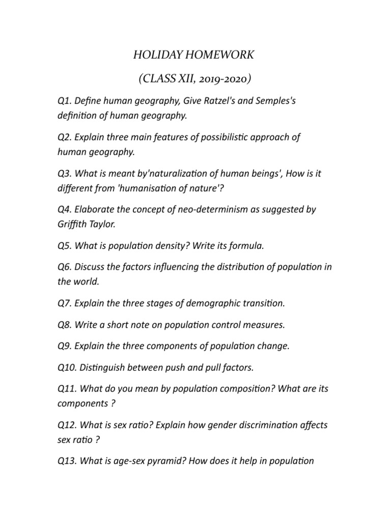 Geo Holiday Homework | PDF