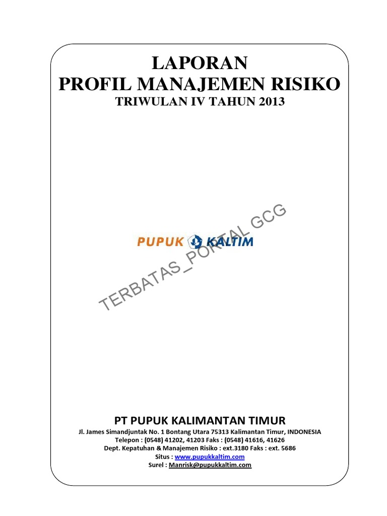 Lap Profil MR TW IV Tahun 2013 PT Pupuk Kaltim - Portalgcg | PDF