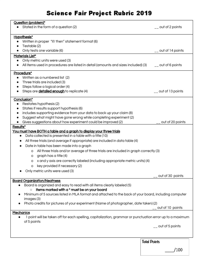 2019 Science Fair Rubric | Download Free PDF | Experiment | Hypothesis