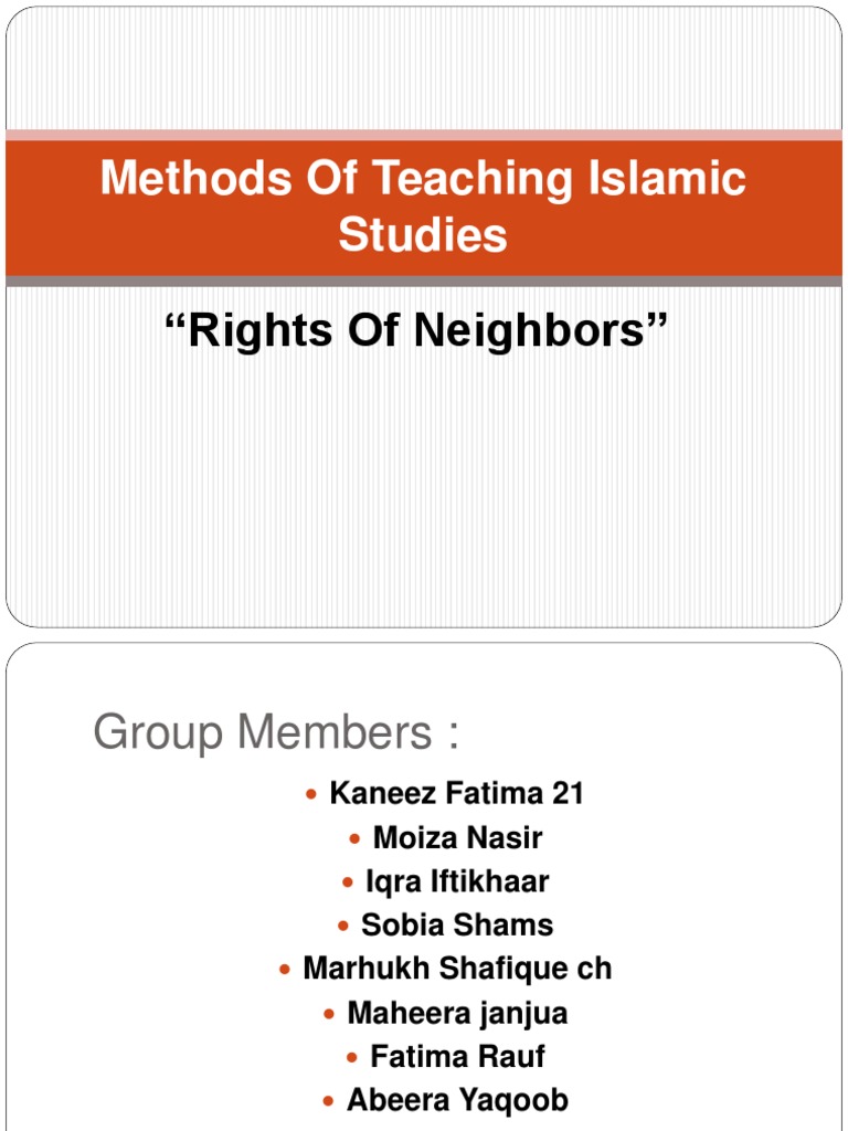 Group 1 Rights of Neighbours | PDF | Muhammad | Islamic Ethics