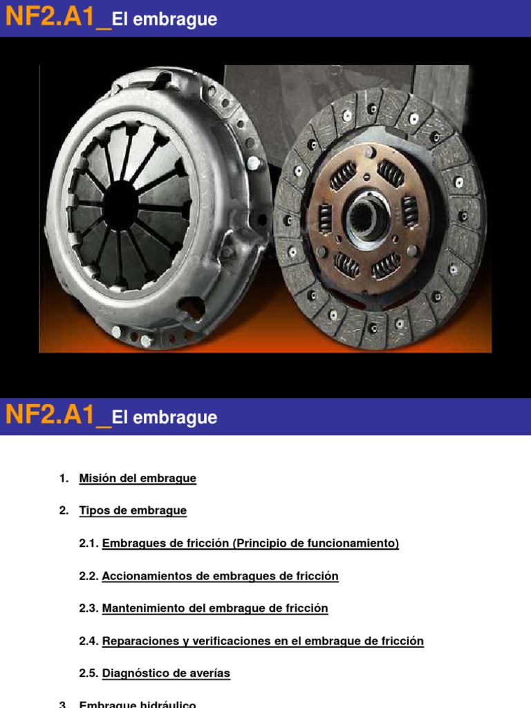 Embrague Estructura Funcionamiento Tipos | Embrague | Transmisión ...