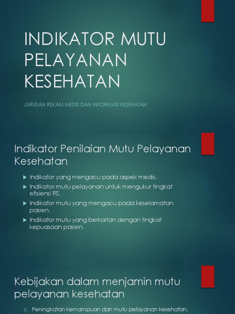 Indikator Mutu Pelayanan Kesehatan | PDF | Karier & Perkembangan | Bisnis