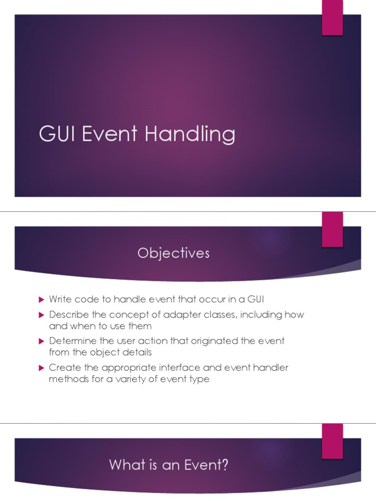 GUI Event Handling | PDF | Method (Computer Programming) | Class (Computer Programming)