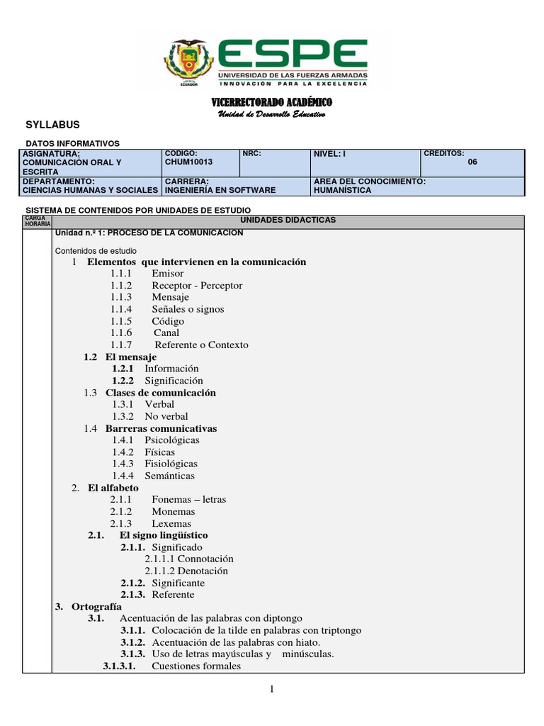 Espe Software Comunicacion Oral Escrita | PDF | Notación | Comunicación