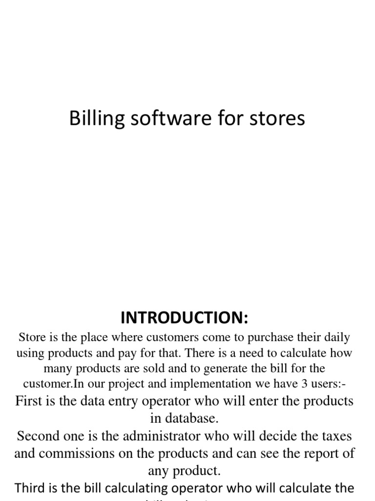 Store Billing Software Overview | PDF | Business