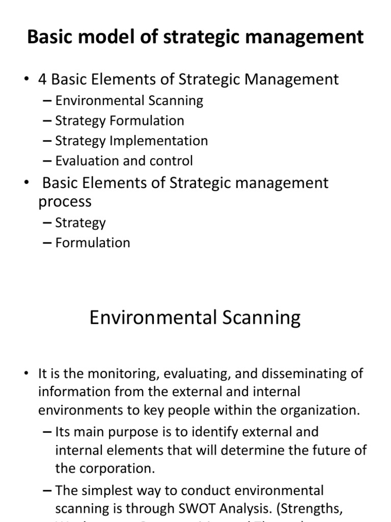 Basic Model of Strategic Management | PDF | Strategic Management ...
