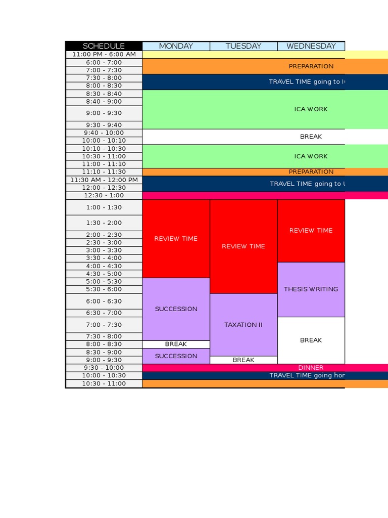 Schedule: Monday Tuesday Wednesday | PDF | Sports | Leisure
