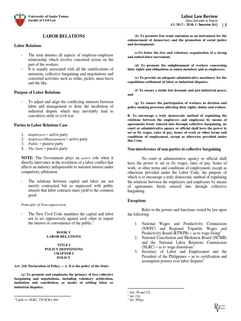 An Overview of Labor Relations Principles and Key Definitions in the ...