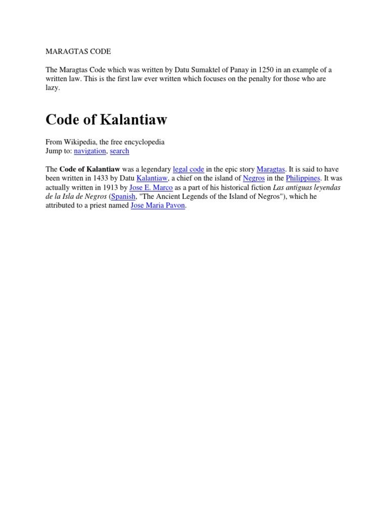 Maragtas Code | PDF