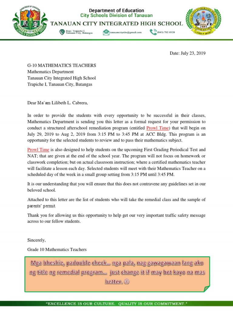 g10 Letter | PDF | Behavior Modification | Learning