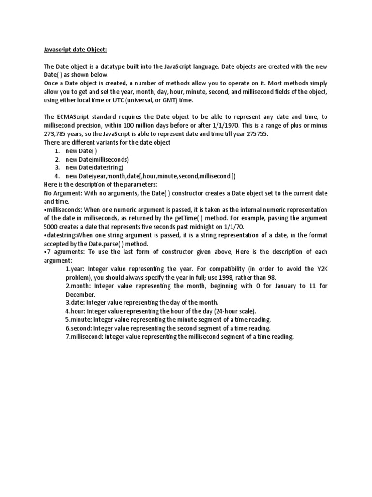 Javascript Objects Pdf Parameter Computer Programming Java Script