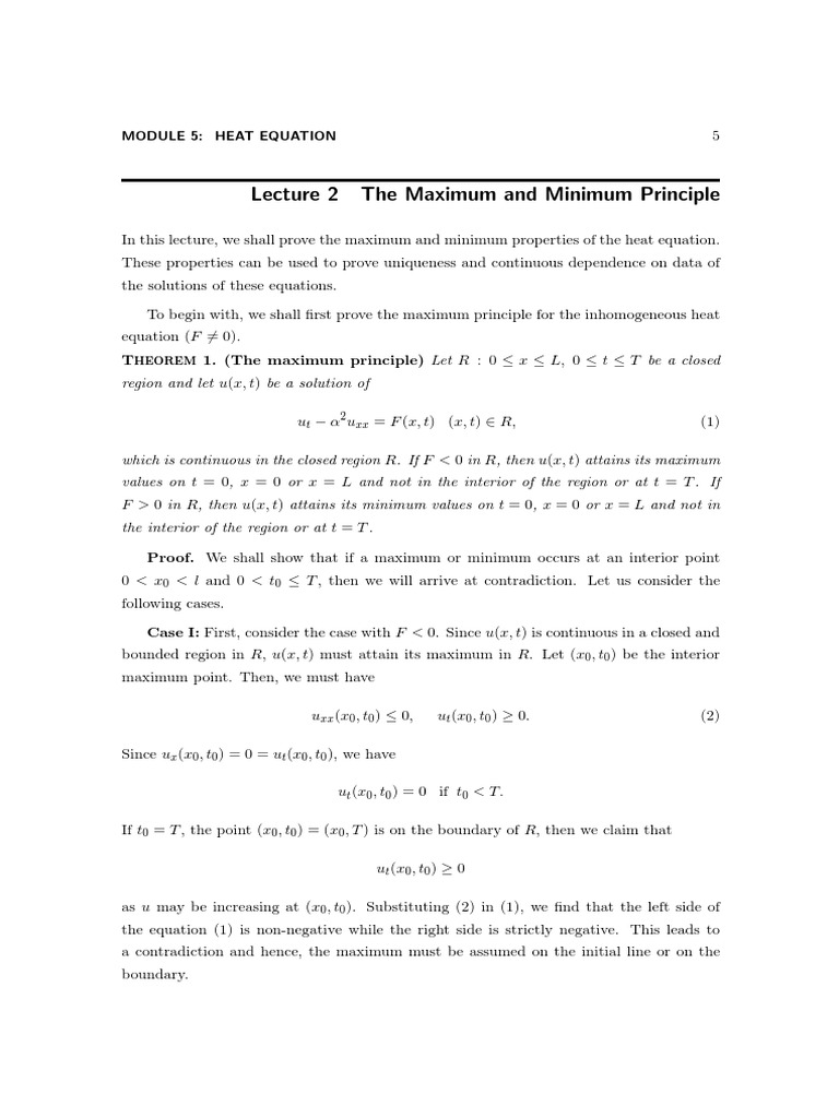 The Maximum and Minimum Principle | Download Free PDF | Partial ...