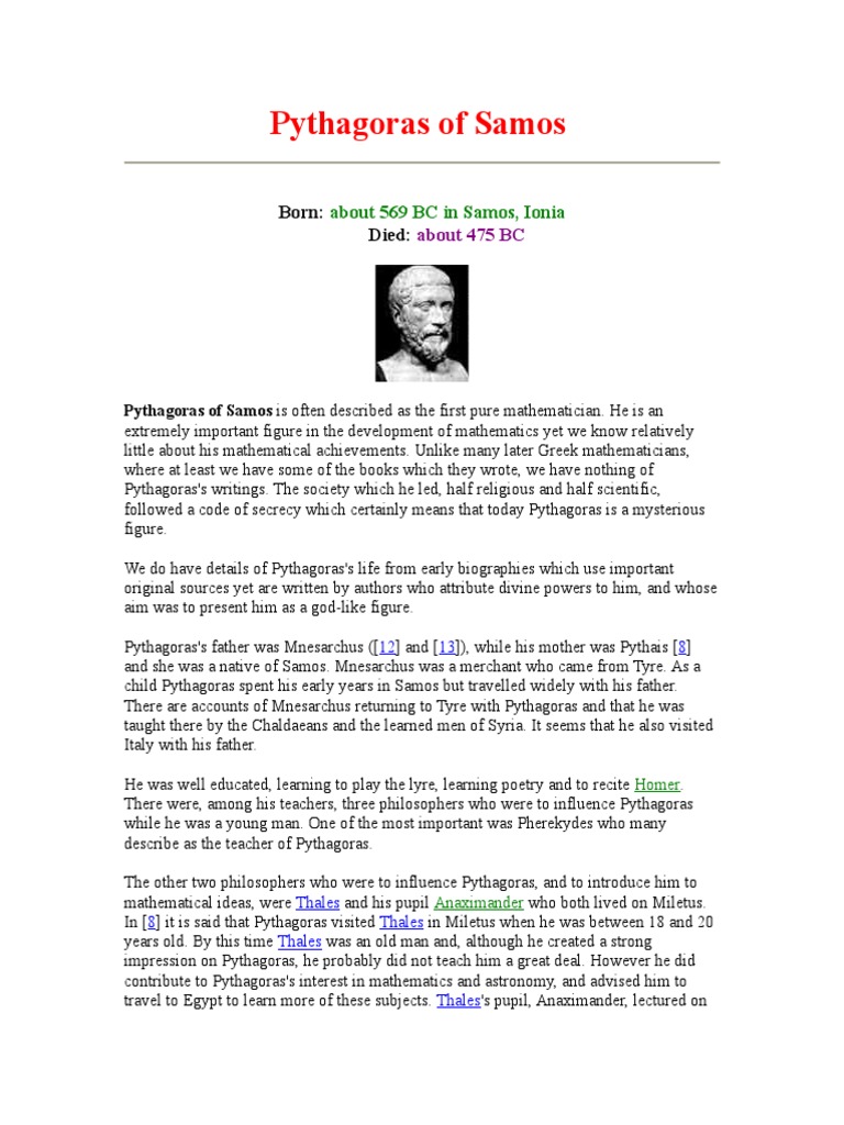 Pythagoras of Samos | PDF | Pythagoras | Teaching Mathematics