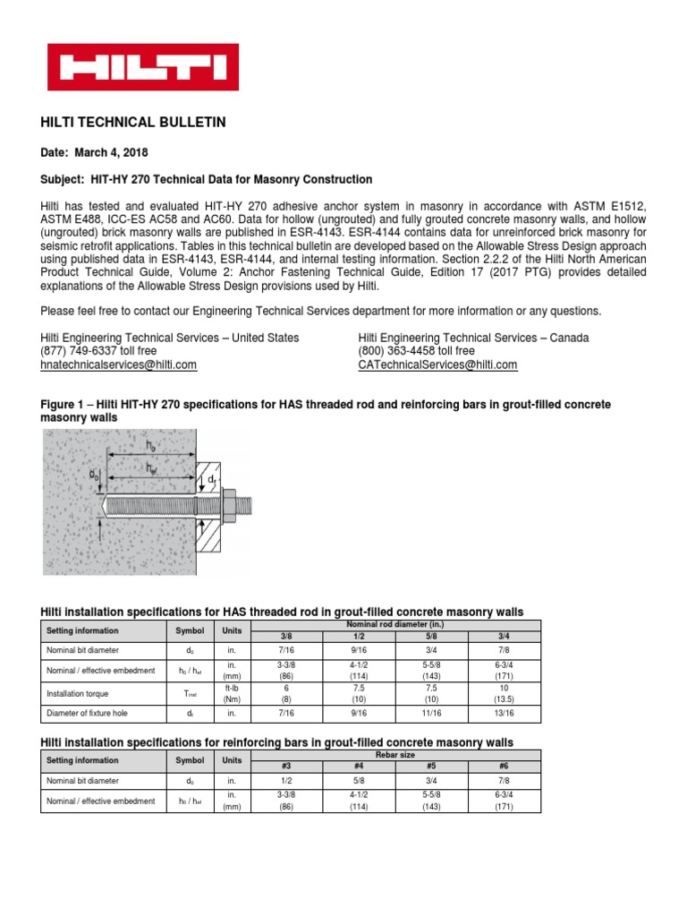 Technical-Information-HILTI HITI HY 270 | PDF | Masonry | Components