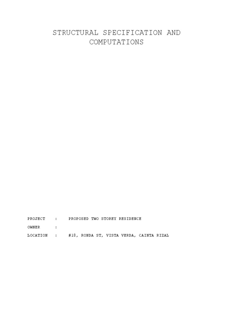 Structural Specification and Computations | PDF | Architectural ...
