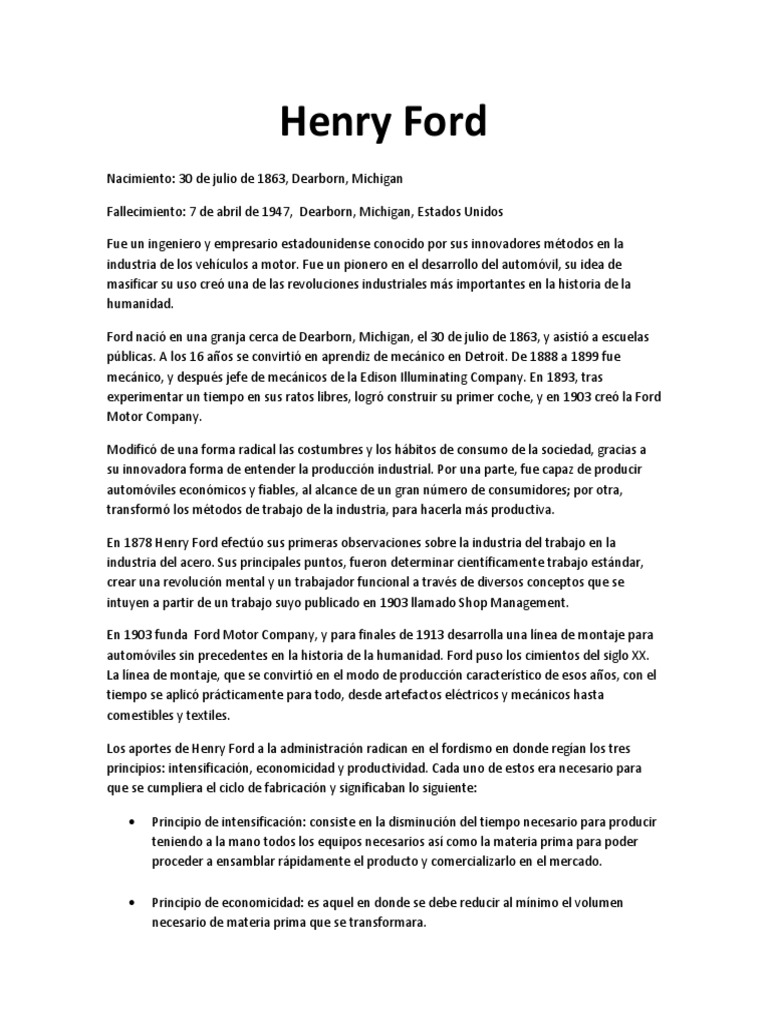 Henry Ford | PDF | Compania de motores ford | Coche