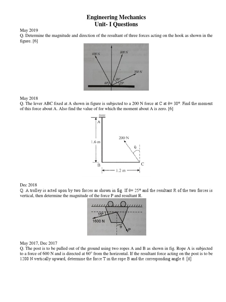 Analysis of Engineering Mechanics Questions on Resultants of Coplanar ...